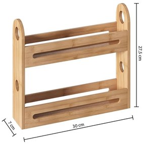JJA Dvoupatrový úzký bambusový stojan, organizér na kořenky ZENI 30 x 7 x 27,5 cm