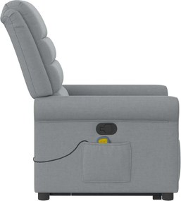 Zvedací masážní polohovací křeslo světle šedé textil 3303324