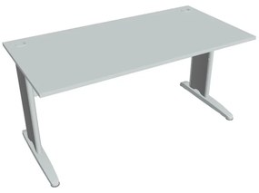 Stůl pracovní rovný 160 cm - Hobis Cross CS 1600 Dekor stolové desky: šedá, Dekor lamino podnože: šedá, Barva nohou: Stříbrná