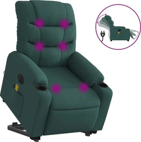 Elektrické zvedací masážní polohovací křeslo zelené textil 3206678