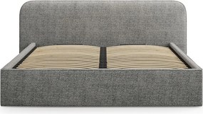 Tmavě šedá čalouněná dvoulůžková postel s úložným prostorem s roštem 200x200 cm Elizabeth – Micadoni