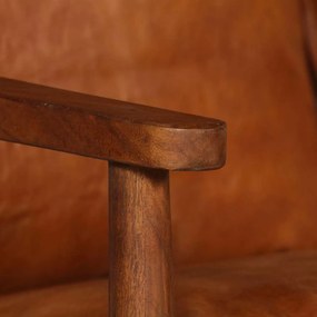 2dílná sedací souprava hnědá pravá kůže a masivní akácie 3100743