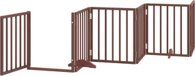 Zábrana pro psy s dvířky skládací 9 panelů hnědá 450 cm topol 3155547