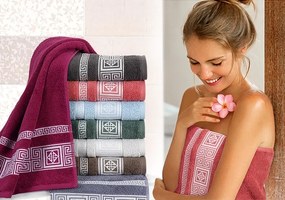 Bellatex Froté ručník a osuška Řecká kolekce šedá, modrá rozměr 70x140 cm