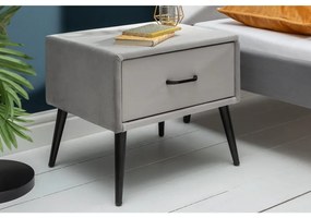 Massive home | Luxusní noční stolek ze sametu šedý Famous 40032
