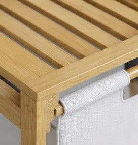 koš na prádlo, objem 83 l, bambus/látka, 70x70x36 cm, přírodní/krémová, Dekorino KP20260028