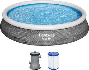 Bestway Bazén Fast Set vč. čerpadla a kartuše, vzhled ratanu, pr. 396x84 cm (GS)