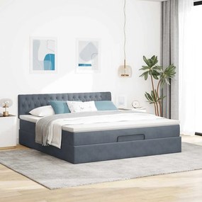 Osmanský rám postele s matrací tmavě šedá 180x200cm samet 3312711