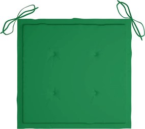Zahradní židle 4 ks zelené podušky masivní teak 3073009