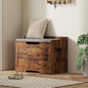 HOMCOM úložná lavice 103L multifunkční v dřevěném vzhledu se šedým sedákem, 75x40x56 cm