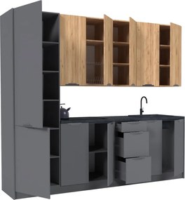Sada 2.6 vrch Dub kraft, spodek Antracit / Grafit Leo