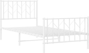 vidaXL Kovový rám postele s hlavovým a nožním čelem 90 x 190 cm [374496] Barva: Bílá