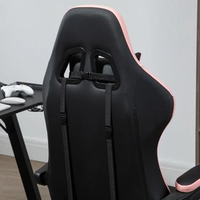 Vinsetto Herní Křeslo Racing Gamer Křeslo PU Kůže s Nastavitelnou Výškou, Polohováním 135°, Opěrkou Hlava, Bederní Oporou a Sklopným Podnožím pro Kan…