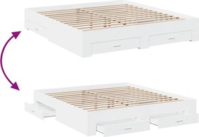 Rám postele se zásuvkami bílý 200 x 200 cm kompozitní dřevo 3280356
