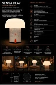Sensa Play šedá / Přenosná lampa s reproduktorem
