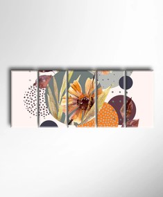 Malvis ® Obraz Akvarelové květiny a tvary ROZMĚR (šířka x výška): pětidílný obdélník 150x60 cm