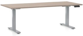 Výškově nastavitelný stůl OfficeTech D, 180 x 80 cm, šedá podnož, dub