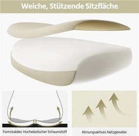 Kancelářská židle Yaheetech – béžová, 70 cm (délka) × 59 cm (šířka) × 115 cm - 125 cm (výška) (267591664650)