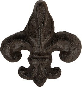Hnědá antik litinová úchytka Lilie - 7*4*7 cm