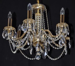 6 Arms Crystal cast brass chandelier with twisted glossy arms