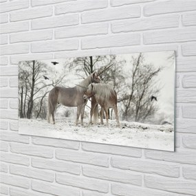 akrylový obraz Zimní lesní jednorožci 100x50 cm