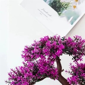 Bytová dekorace - umělá bonsaj v květináči Barvy: červeno-růžová