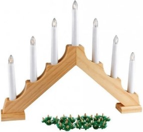Vánoční svícen do okna HOLLY NIGHT dřevěný 7 LED, bílý