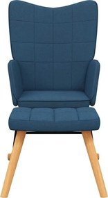 Houpací křeslo se stoličkou modré textil 328022
