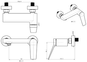 Gamma Roma, nástěnná sprchová baterie, černá matná, GMA-BRN-BK