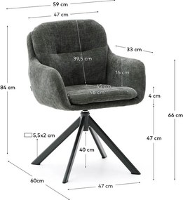 Tmavě zelené čalouněné jídelní křeslo s područkami Lexa – Kave Home