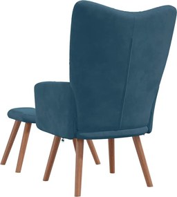 Relaxační křeslo se stoličkou modré samet 328072