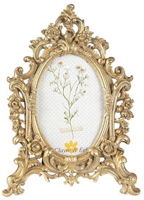 Zlatý antik fotorámeček zdobený květy - 18*2*27 cm / 10*15 cm