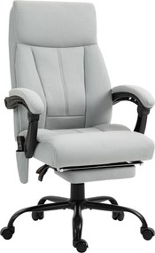 Masážní kancelářská židle Vinsetto s funkcí polohování ergonomická kancelářská židle výškově nastavitelná manažerská židle s podnožkou světle šedá pr…
