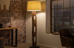 Moebel Living Dřevěná stojací lampa  s bílým stínidlem Aranka 177 cm