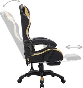 Herní židle s RGB LED podsvícením zlato-černá umělá kůže 288008