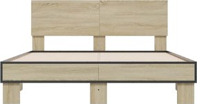 Rám postele dub sonoma 140 x 190 cm kompozitní dřevo a kov 3280213