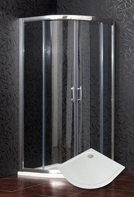 ARTTEC Sprchový kout čtvrtkruhový BRILIANT 90 x 90 x 198 cm čiré sklo s vaničkou z litého mramoru POLARIS