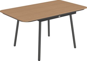 Zahradní stůl 140 x 80 cm pro 6 osob odolný proti korozi Venkovní jídelní stůl s WPC deskou Nastavitelné nohy, teakové dřevo