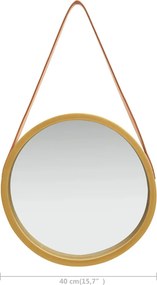 Nástěnné zrcadlo s popruhem 40 cm zlaté 320361