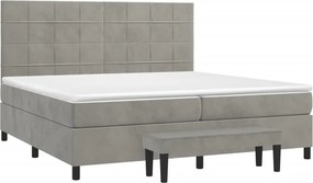 Box spring postel s matrací světle šedá 200x200 cm samet 3137863