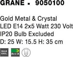 Nástěnné svítidlo NOVA LUCE GRANE E14 9050100 bez žárovky