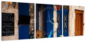 Obraz - Řecké posezení (s hodinami) (90x30 cm)
