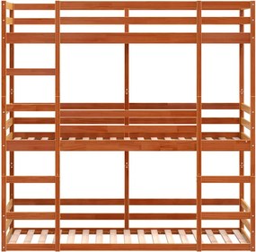 Třípatrová postel voskově hnědá 75x190 cm masivní borové dřevo 3284262
