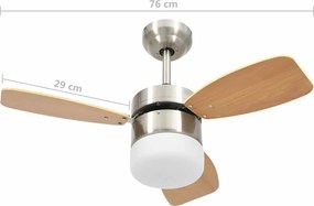 vidaXL Stropní ventilátor světlo a dálkový ovladač 76 cm světle hnědý [51493] Barva: tmavě hnědá
