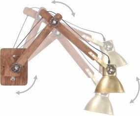 Nástěnná lampa industriální styl mosazná kulatá E27 320576