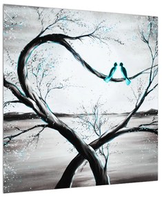 Obraz dvou ptáků na stromě (50x50 cm)