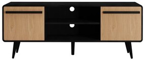 Černý TV stolek v dekoru dubu 140x53 cm Chantal - Støraa