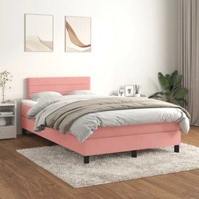 Box spring postel s matrací růžová 120 x 200 cm samet 3141358