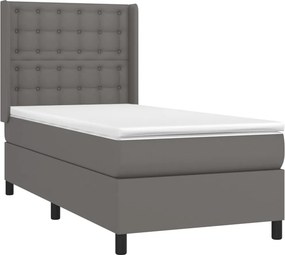 Box spring postel s matrací a LED šedá 80 x 200 cm umělá kůže 3139353