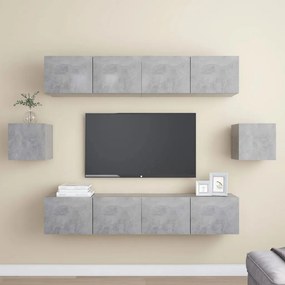 6dílný set TV skříněk betonově šedý kompozitní dřevo 3079103